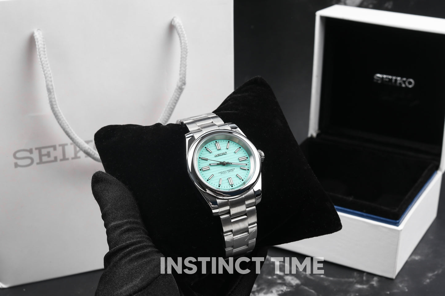 INSTINCT TIME Custom 39mm Blue Dial Mod Watch: Precision & Durability ...