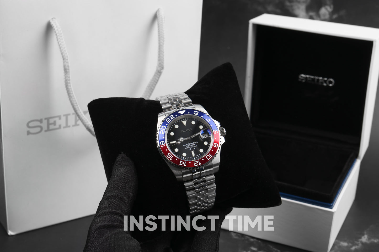 INSTINCT TIME Custom Mod Watch GMT style Red Blue Bezel – instincttime